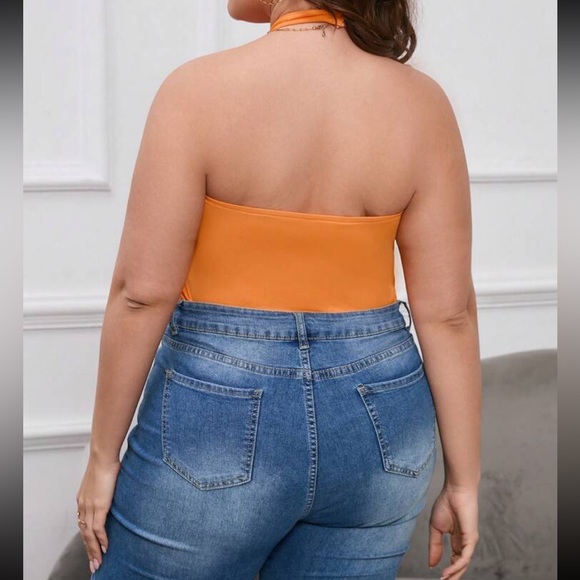 Tops | Plus Size Half Zip Halter Bodysuit | Poshmark